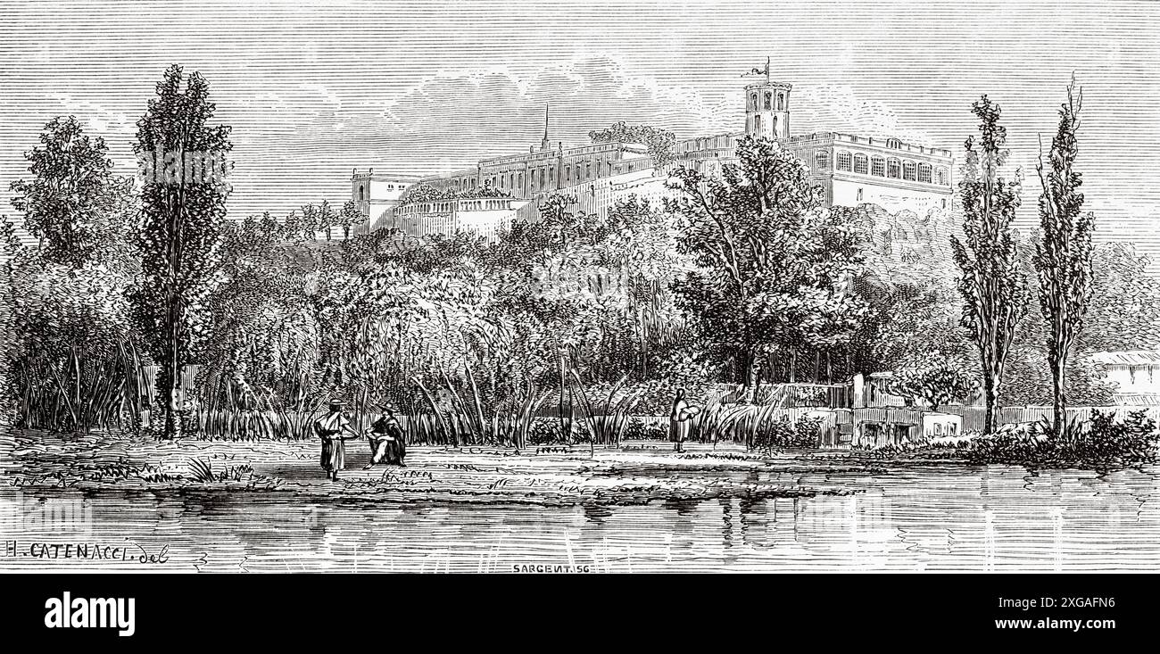 Chapultepec castle, Chapultepec Hill. Mexico City, drawing by Enrico ...