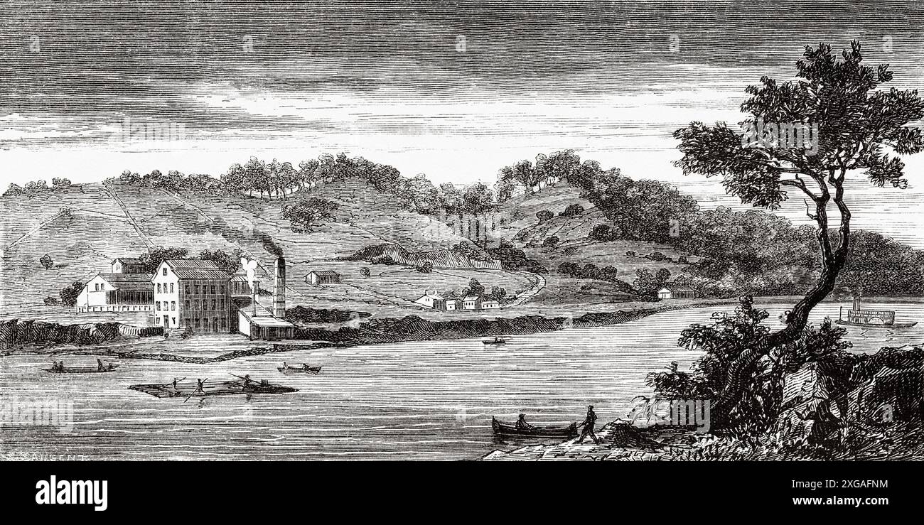 1800s factory river illustration hi-res stock photography and images ...