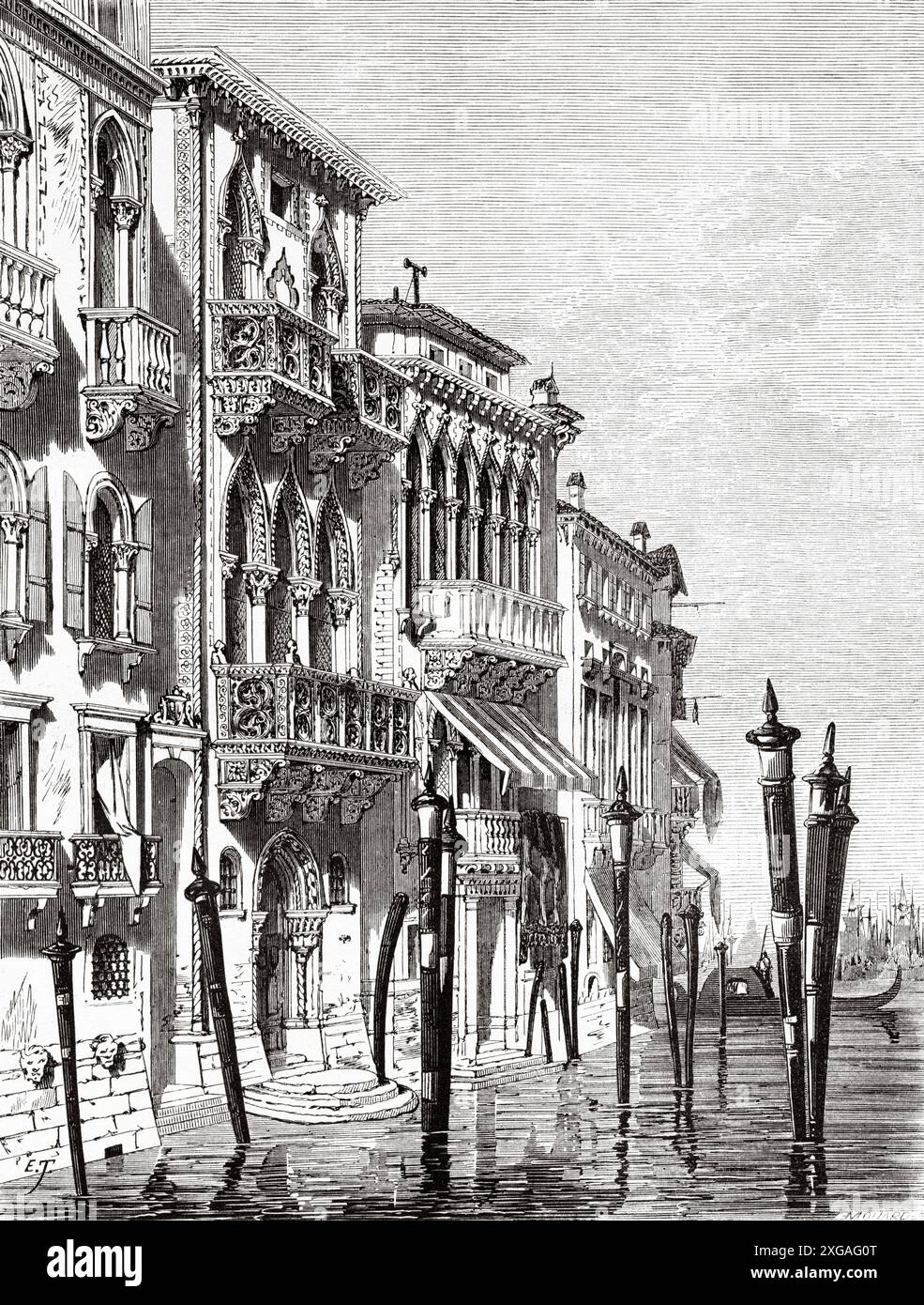 The small Ferro Palace, Venice. Italy, drawing by Emile Therond (1821 ...