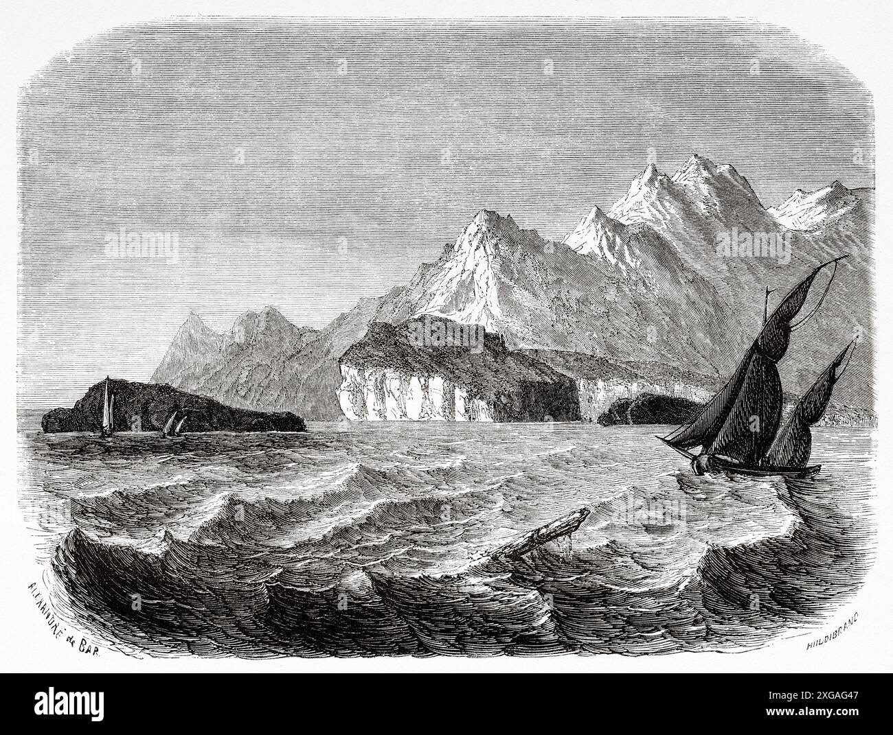 The Barren Rocks of Aden, Yemen, Middle East, drawing by Alexandre de ...