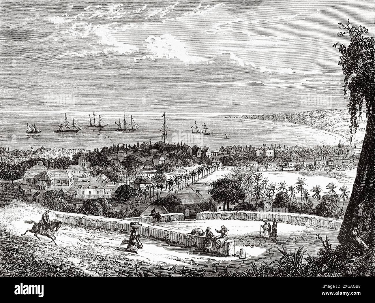 Town and Bay of Saint Paul, Reunion island. Western Indian Ocean ...