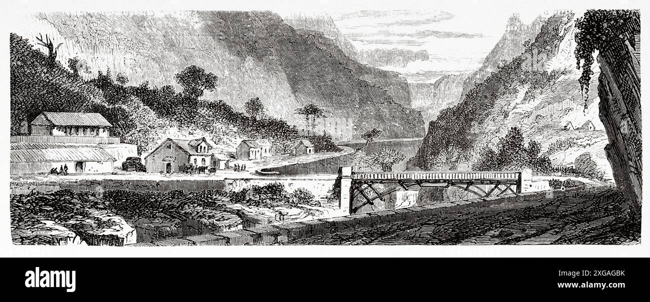 Escalier bridge along the road to Salazie, Reunion island. Western ...