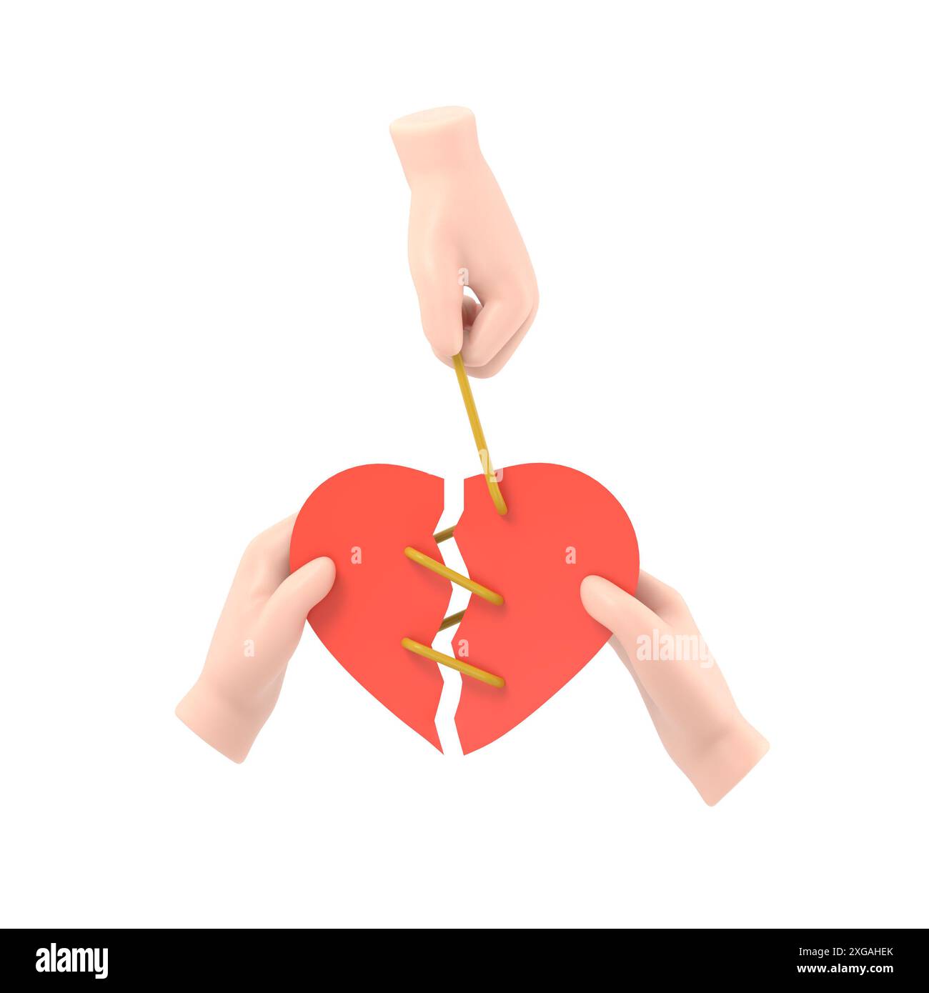 Reconciliation concept. Cupid couple reconciles, rope connecting a ...