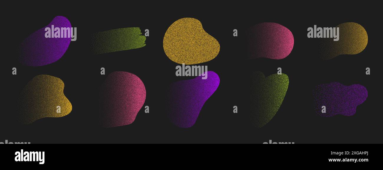 Set of abstract organic freeform shapes with photocopy effect. Vector ...