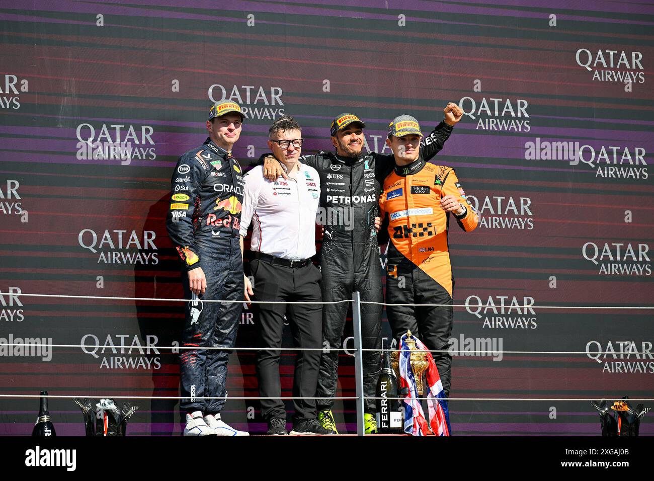 Silverstone, Britain. 7th July, 2024. Red Bull's driver Max Verstappen ...