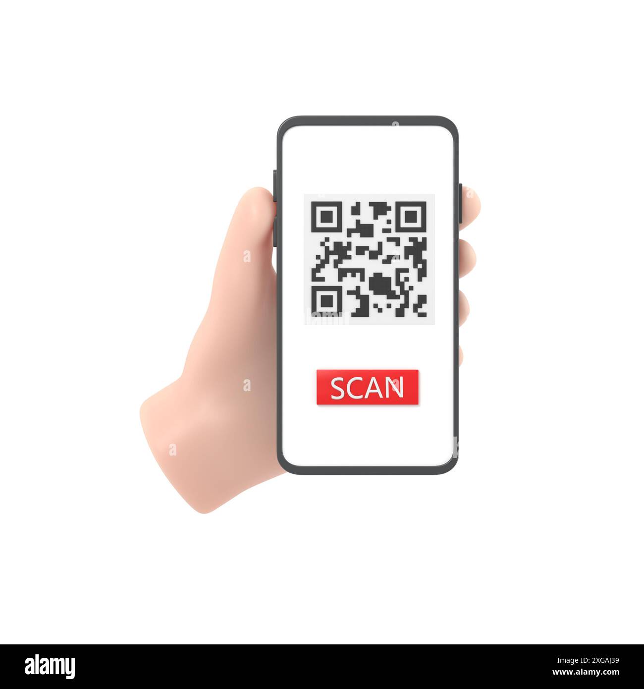 3d cartoon render female hand holds smartphone and use mobile app ...