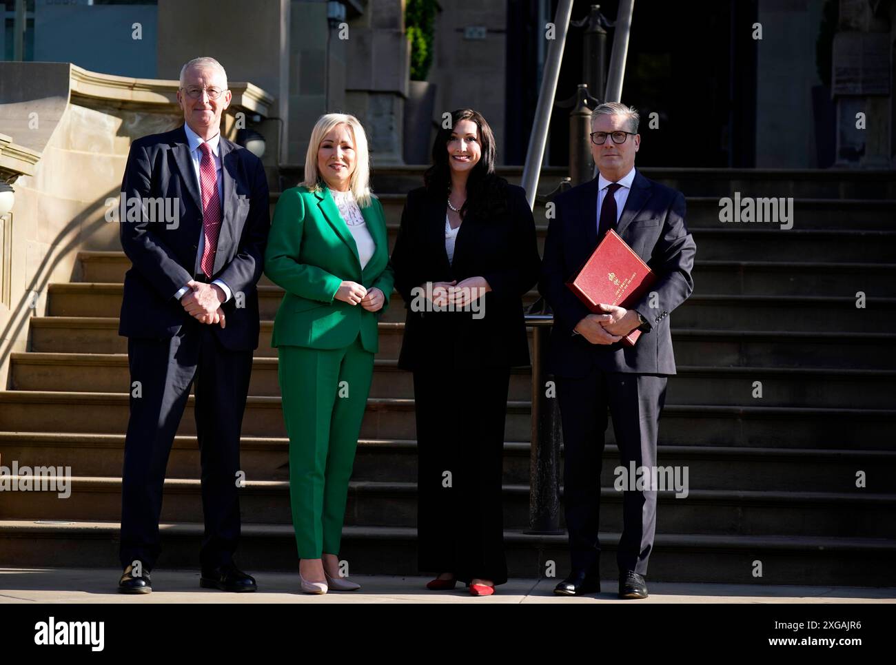 (left to right) Northern Ireland Secretary Hilary Benn, First Minister ...