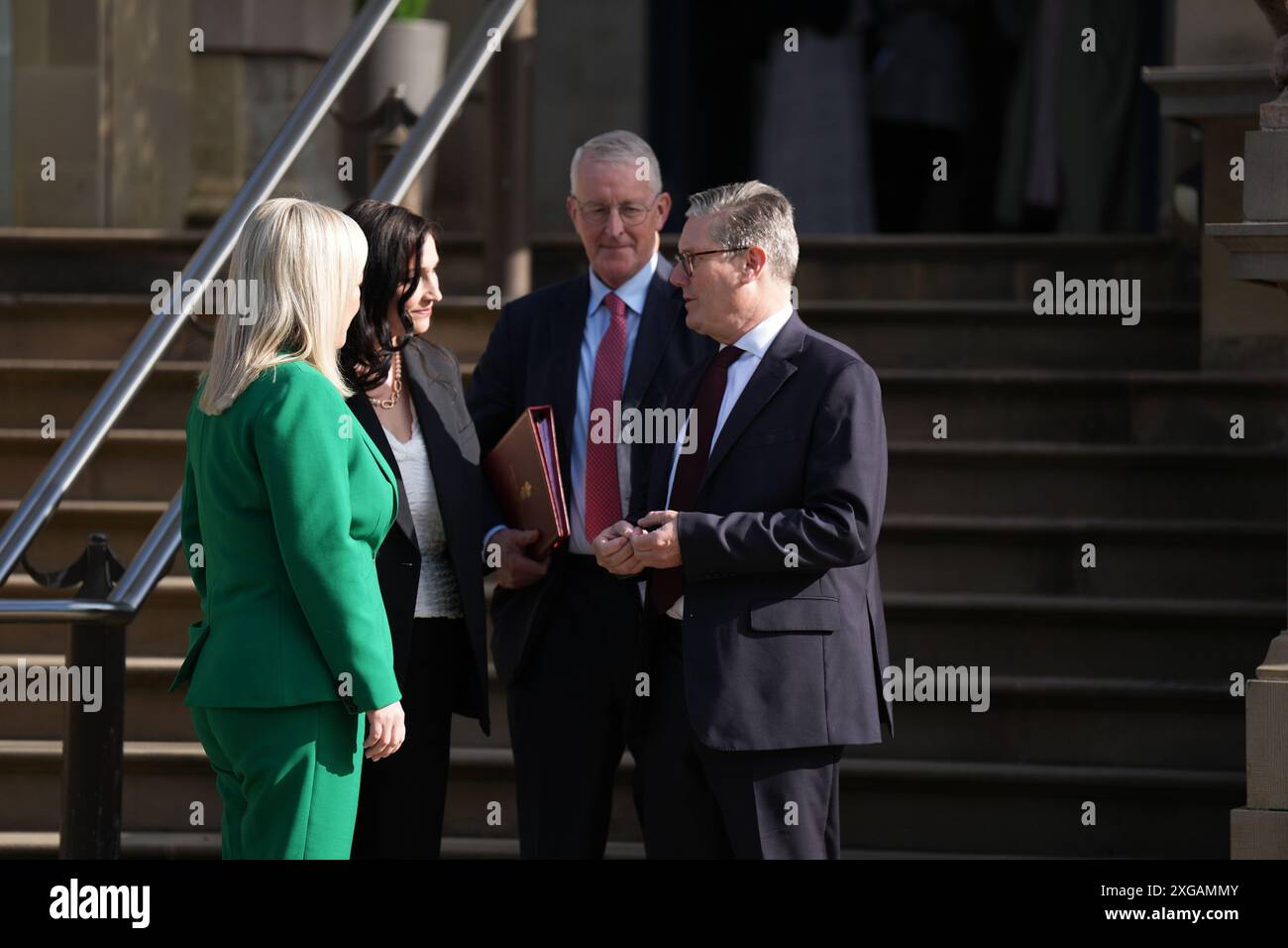 (left to right) First Minister Michelle O'Neill, Deputy First Minister ...
