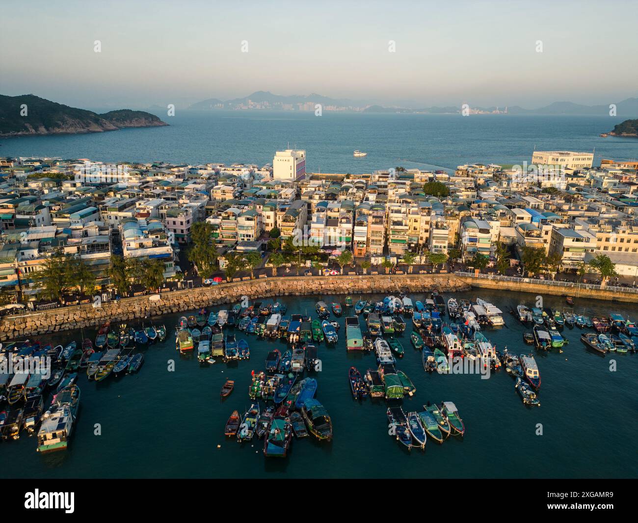 Cheung Chau, Hong Kong: Aerial drone view of the Cheung Chau island ...