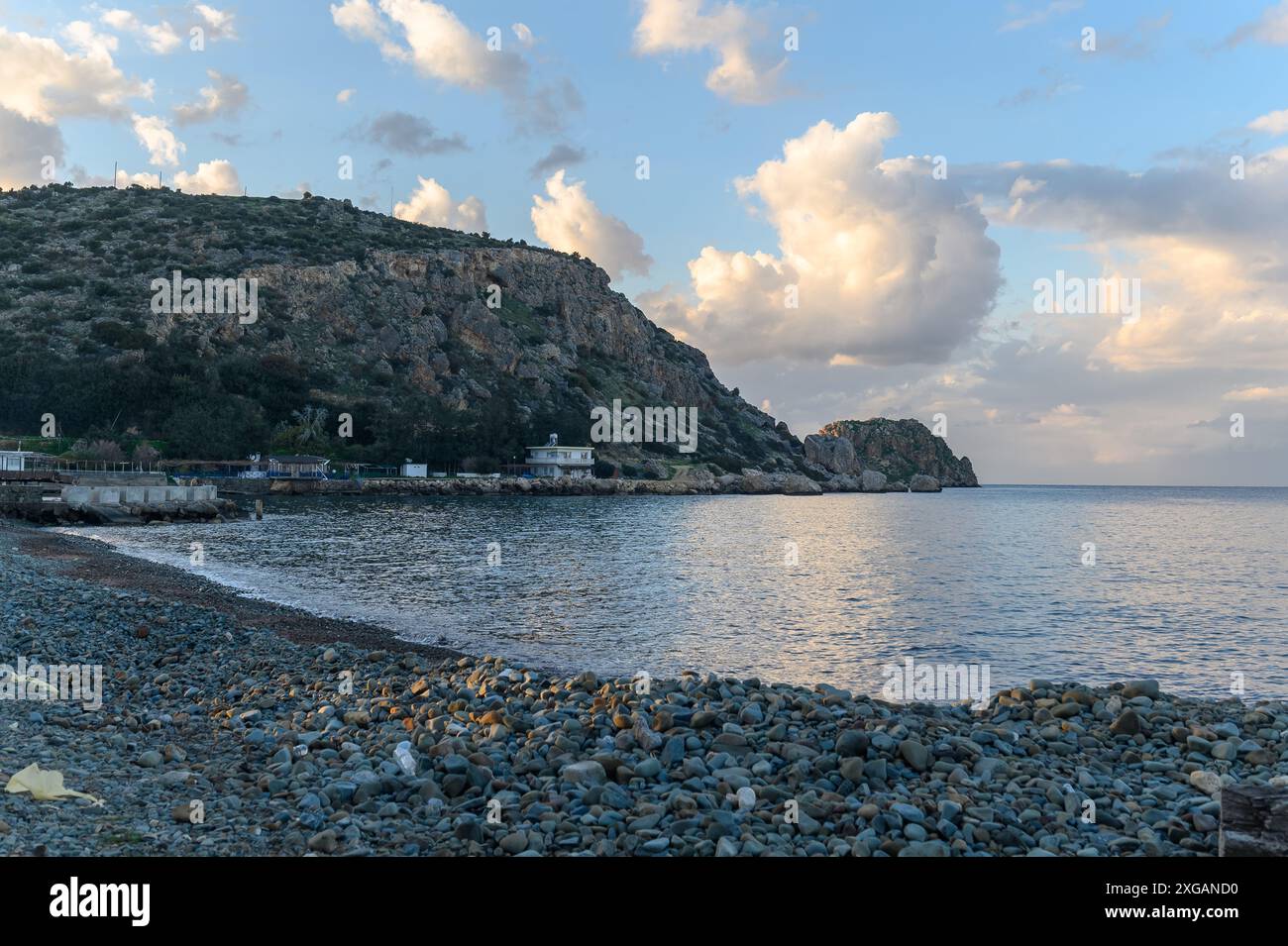 Mediterranean bay and mountains in Cyprus in winter 1 Stock Photo - Alamy
