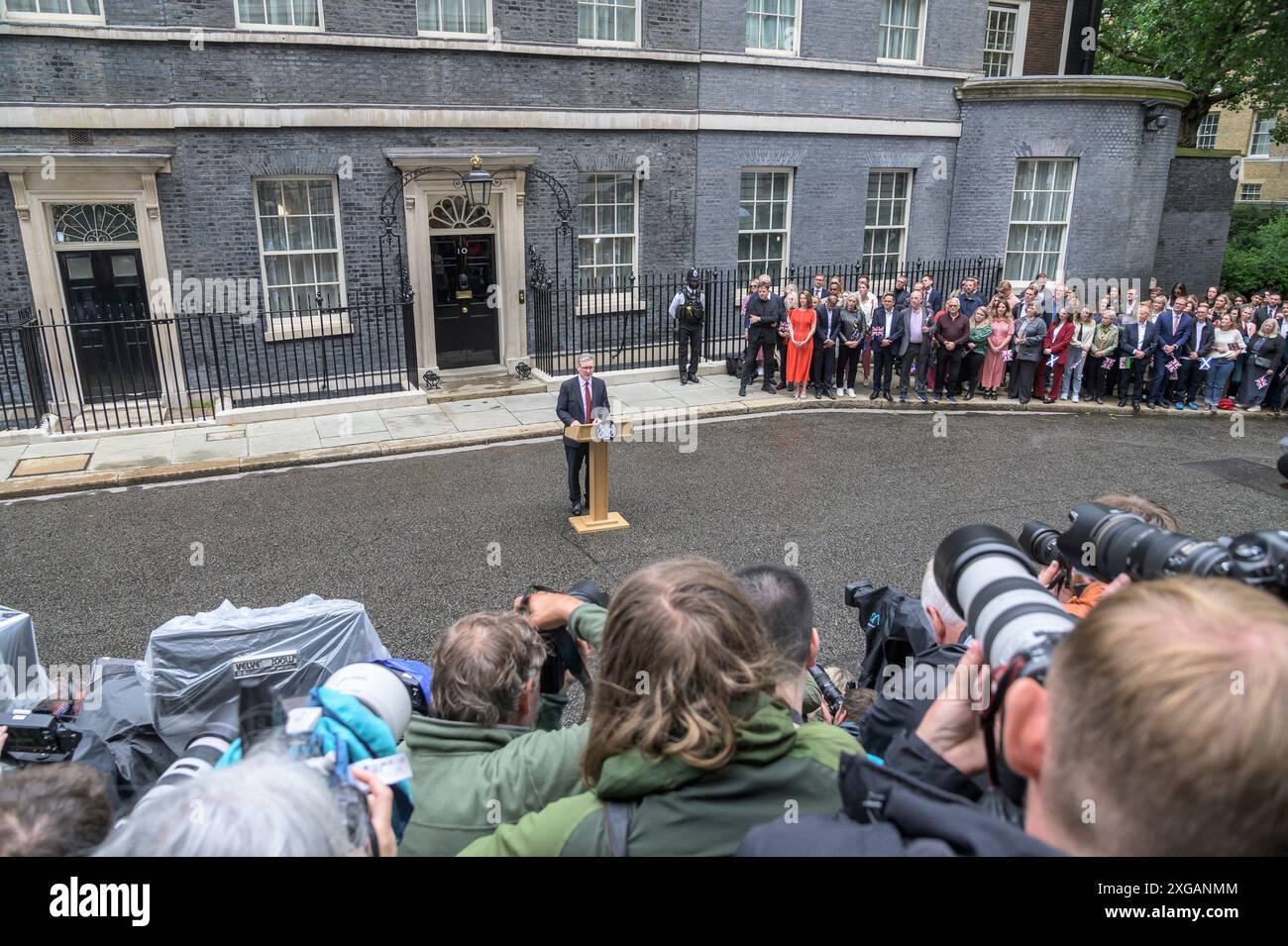 Sir Kier Starmer speaking in Downing Street the day after Labour won ...