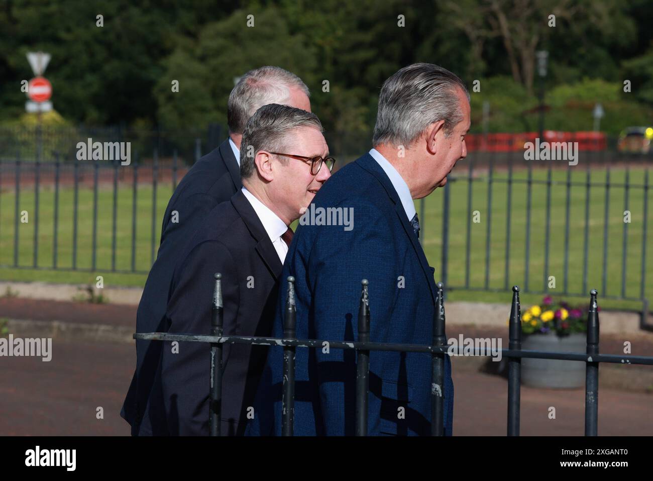 Prime Minister Sir Keir Starmer (centre) Northern Ireland Secretary ...