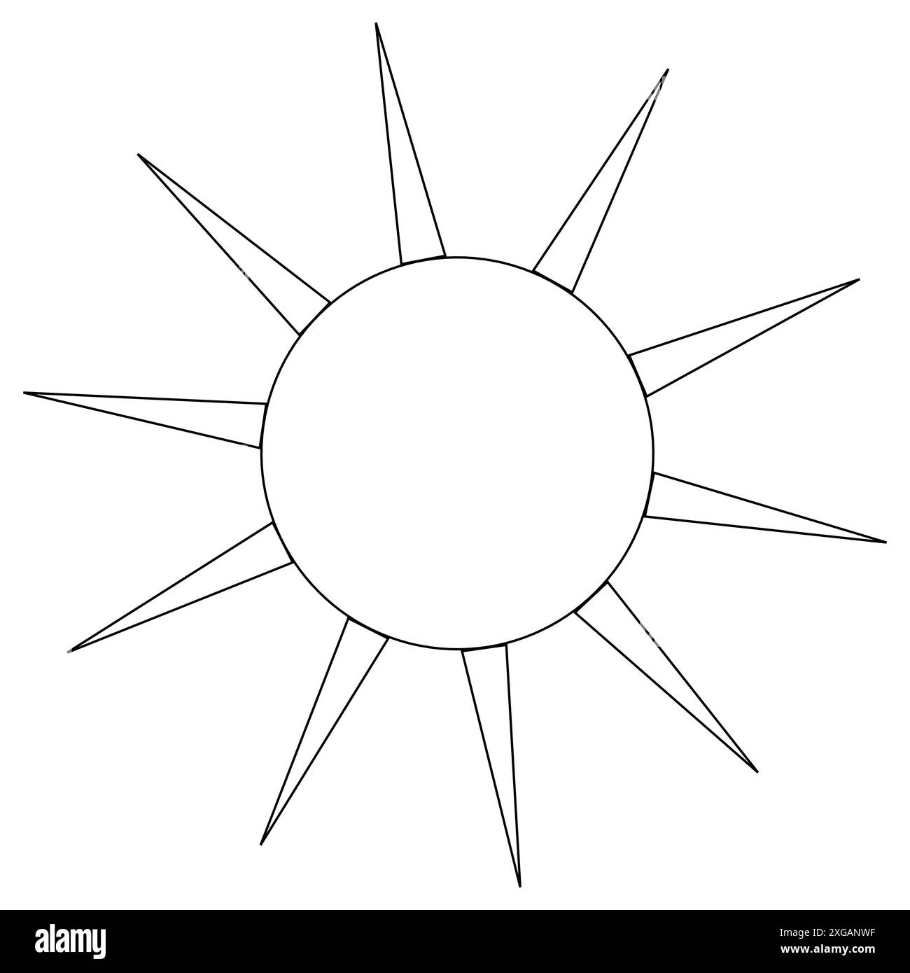 A fun coloring page with a sunburst design featuring elongated pointed ...