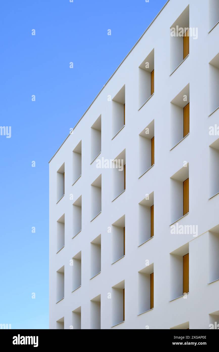 Vienna, Austria - White elevation detail with recessed windows on ...