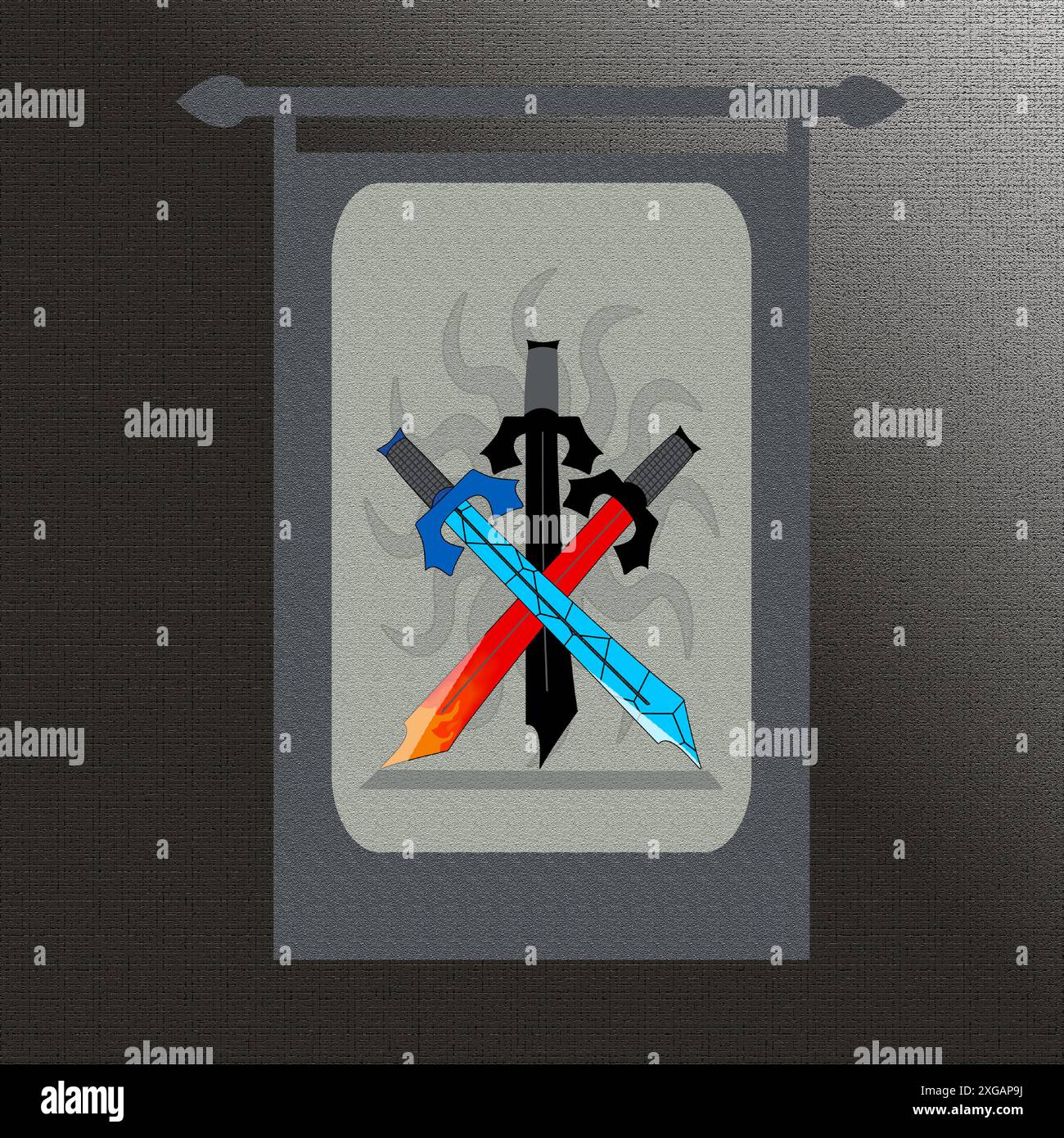 Frame illustration with 3 different sword designs on each side Stock ...