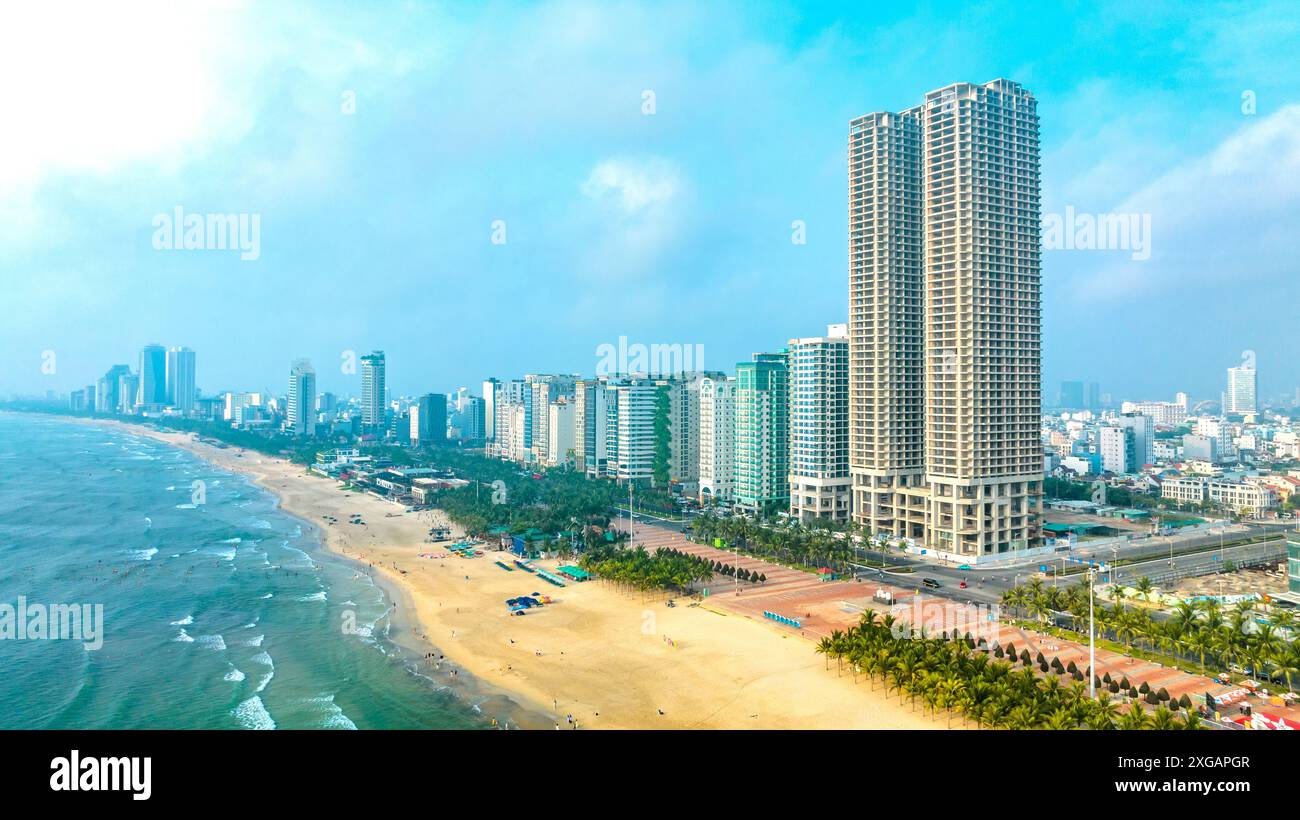 Da Nang, Vietnam - April 15th, 2024: Aerial view of Da Nang beach ...