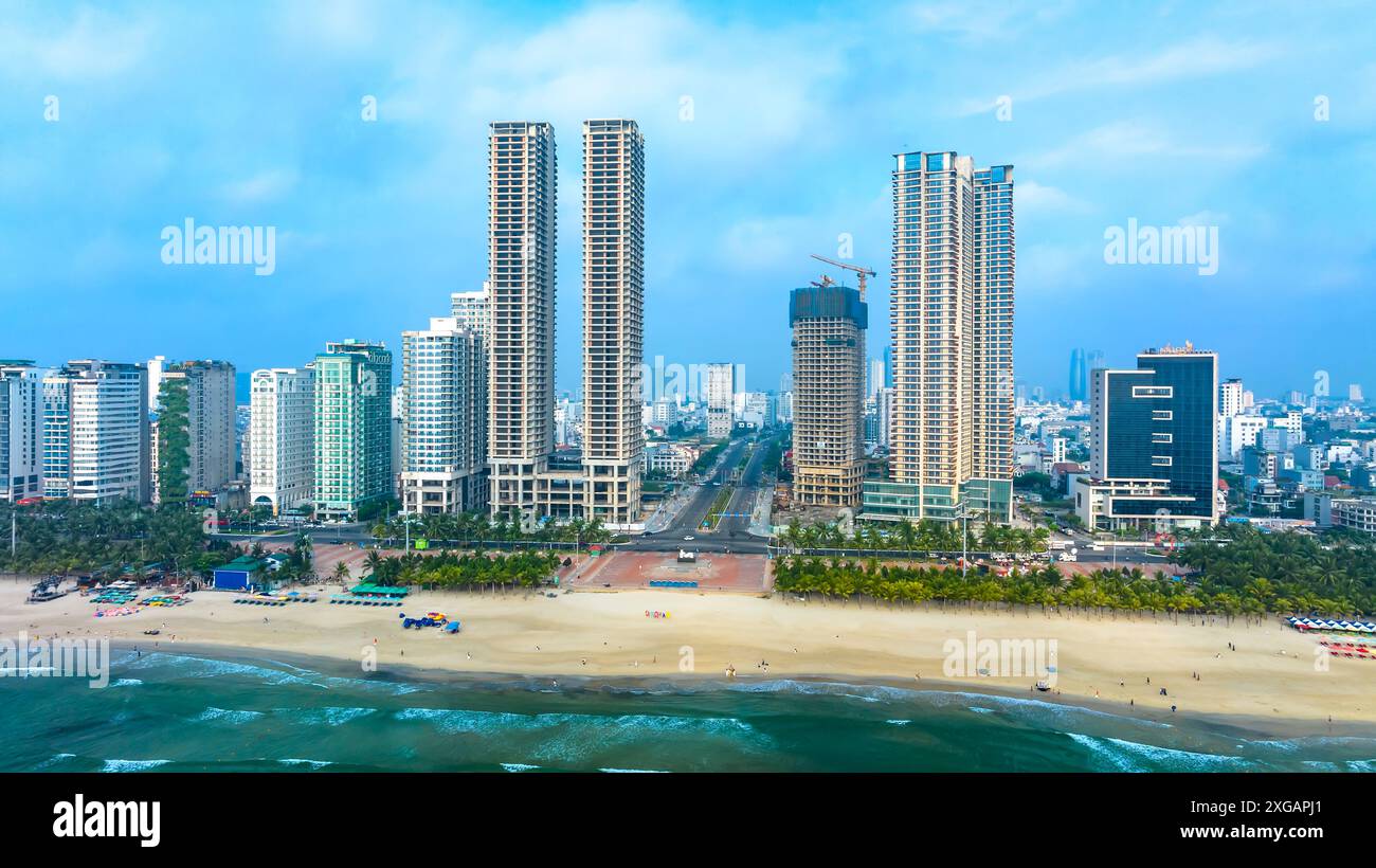 Da Nang, Vietnam - April 15th, 2024: Aerial view of Da Nang beach ...