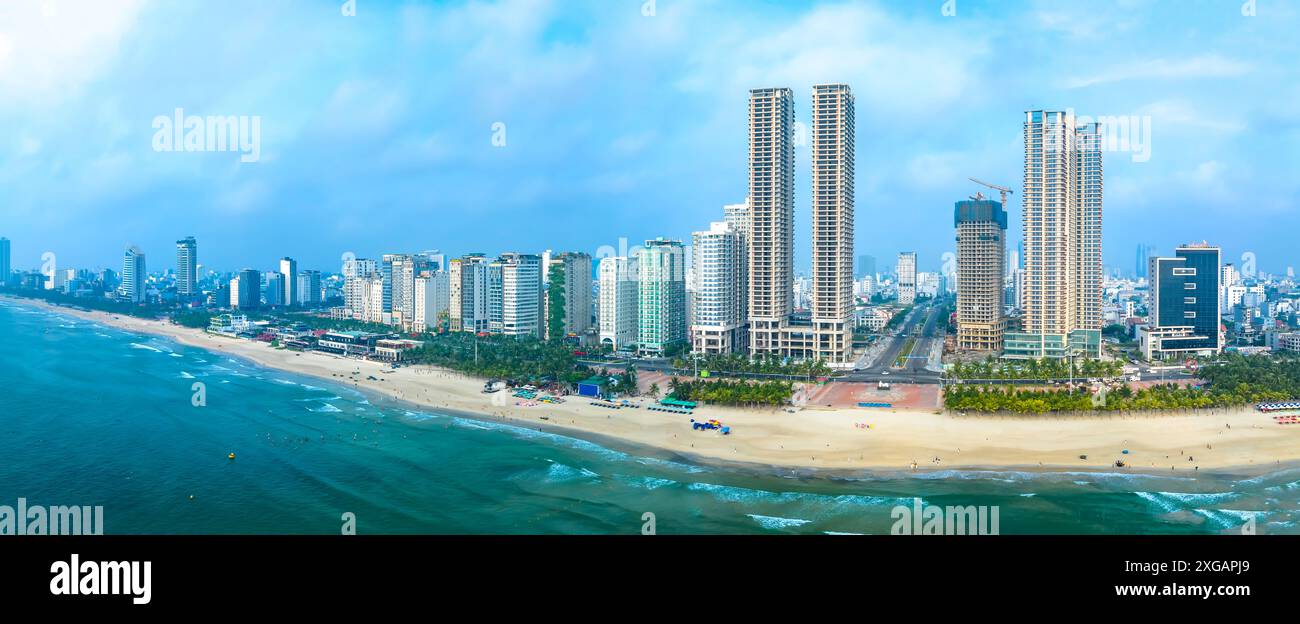 Da Nang, Vietnam - April 15th, 2024: Aerial view of Da Nang beach ...