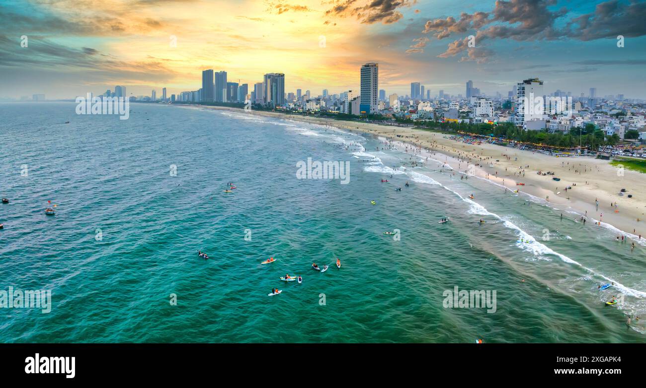 Aerial tourists surfing in sea hi-res stock photography and images - Alamy