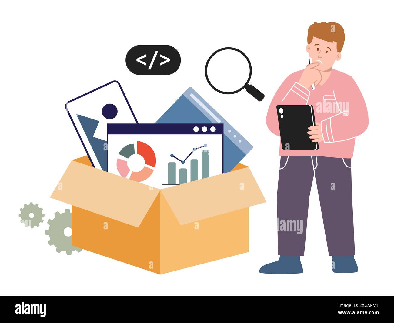 software package delivery set of application in a cardboard bundling ...