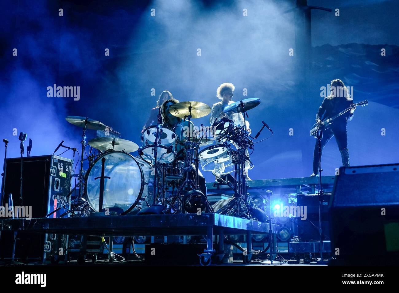 Greta Van Fleet, during their live performs in Piazza Sordello for ...