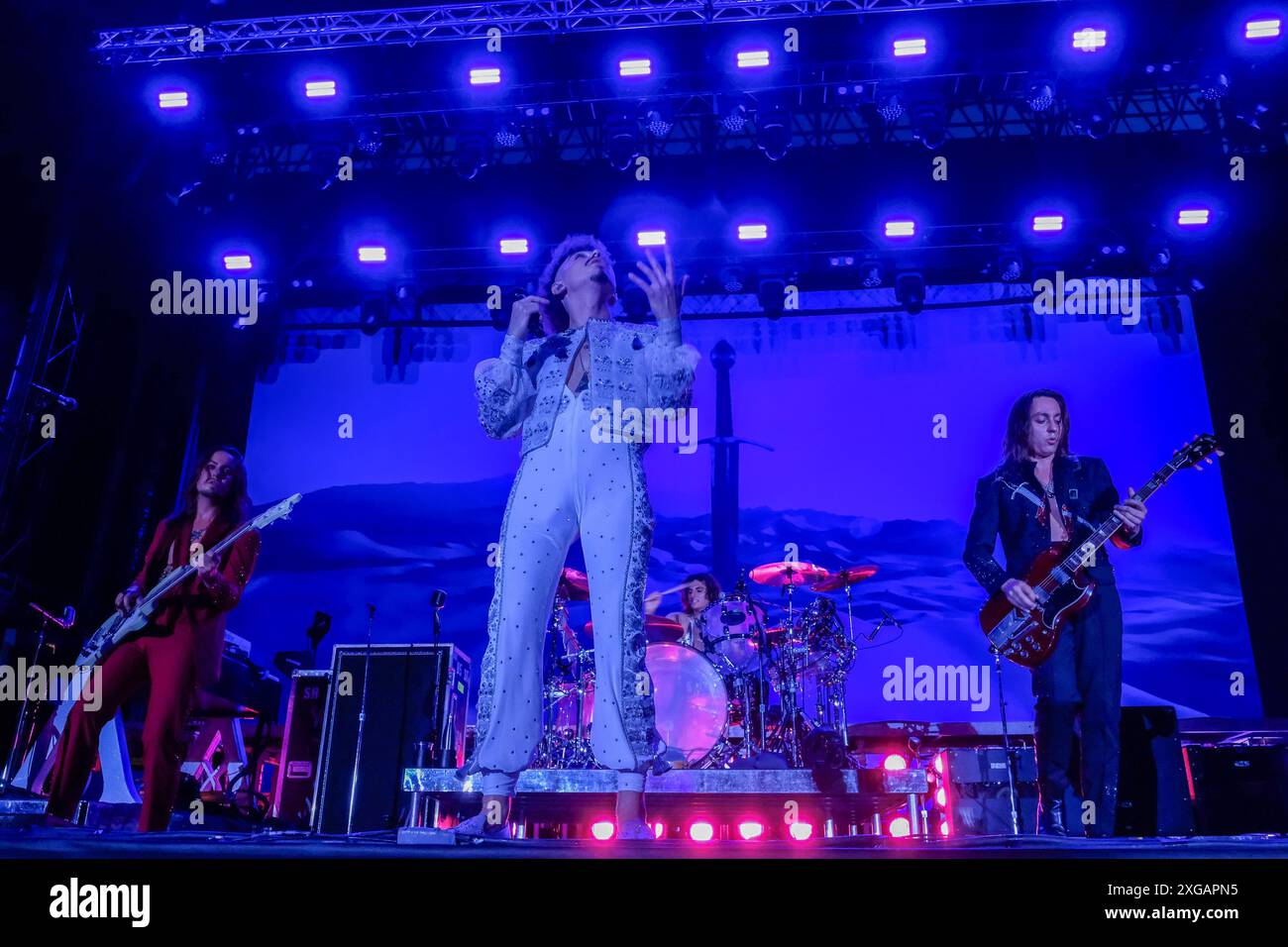 Greta Van Fleet, during their live performs in Piazza Sordello for ...