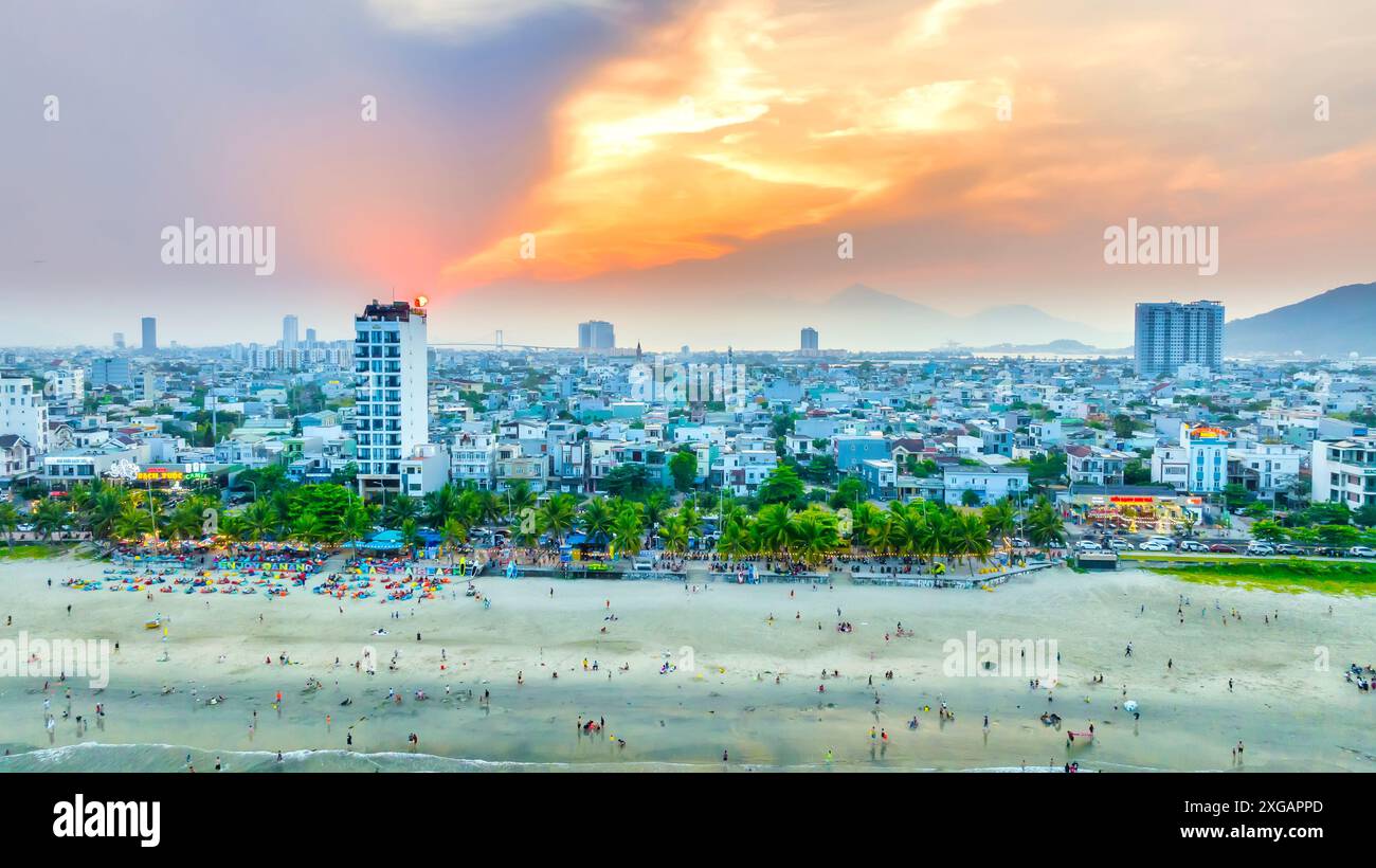 Da Nang, Vietnam - April 15th, 2024: Aerial view of Da Nang beach ...