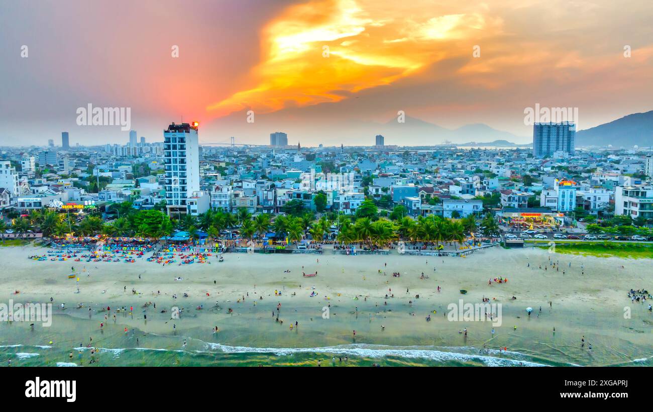 Da Nang, Vietnam - April 15th, 2024: Aerial view of Da Nang beach ...