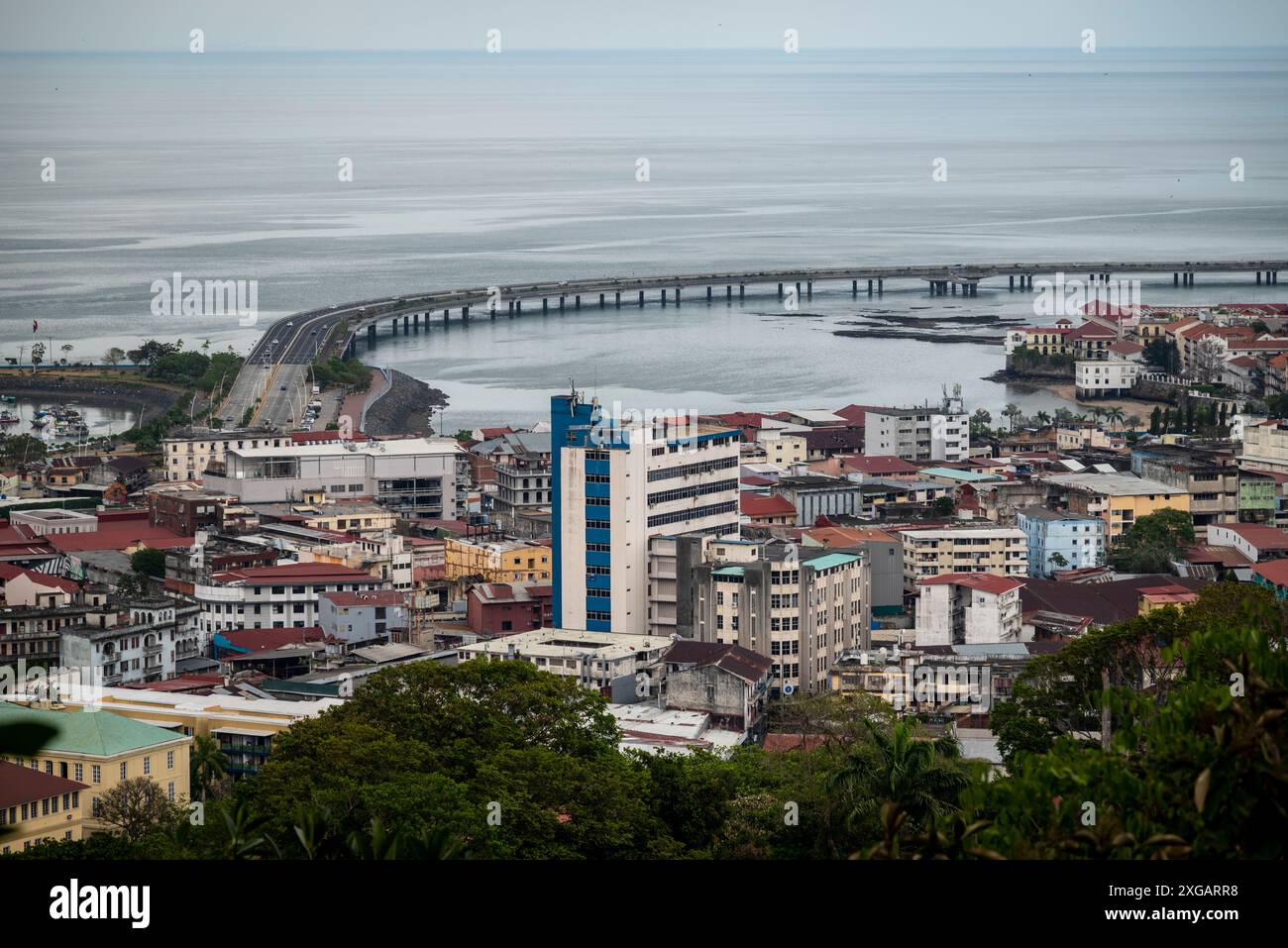 View of the Amador Causeway from Ancon Hill, Panama City, Panama ...