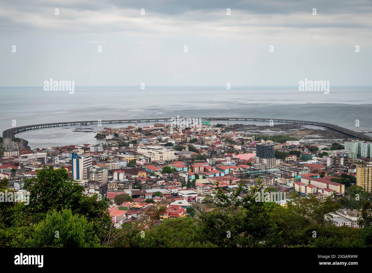View of the Amador Causeway from Ancon Hill, Panama City, Panama ...