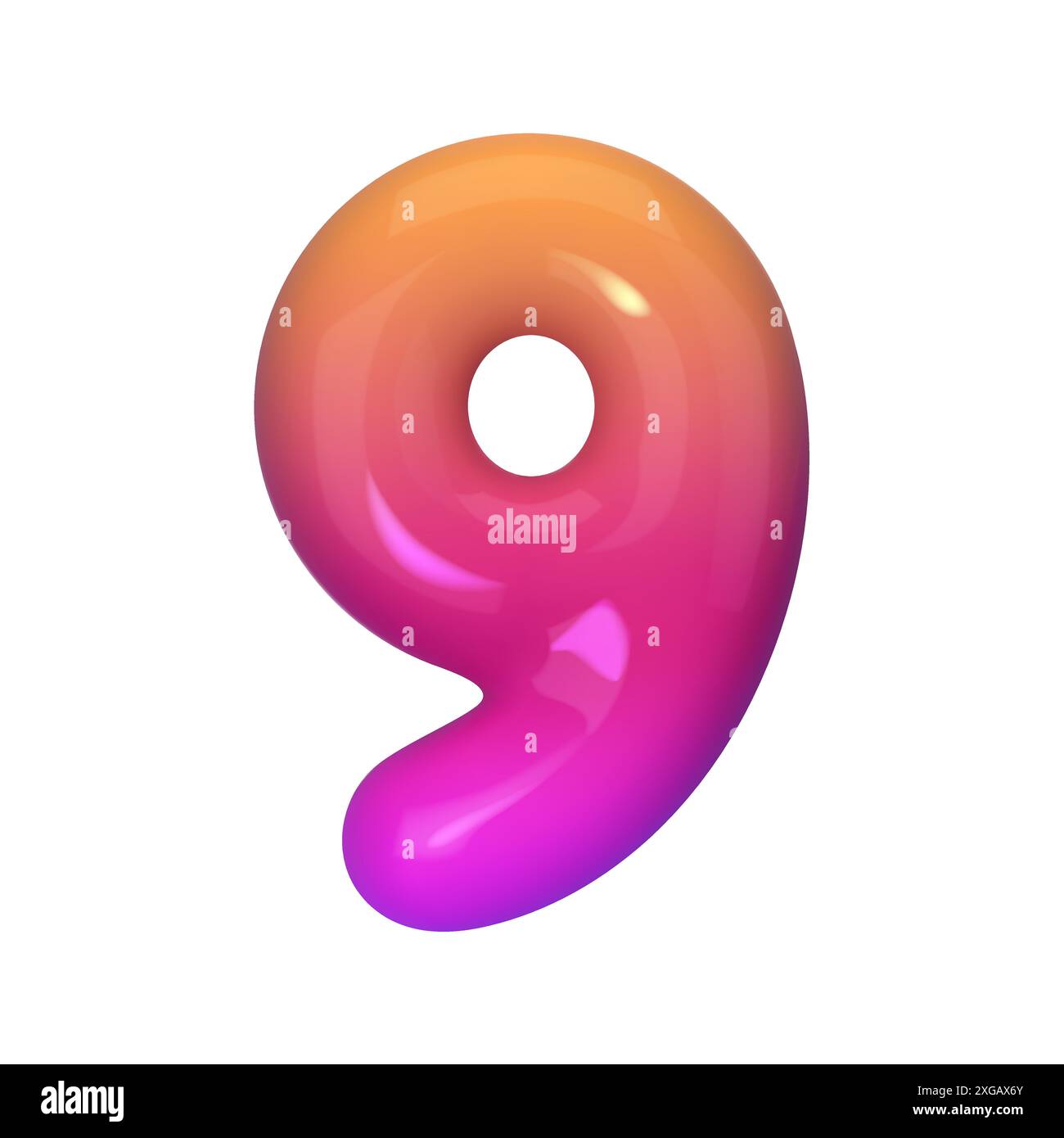 Stylish 3D number 9 with red and purple gradient. Modern, vibrant, and ...