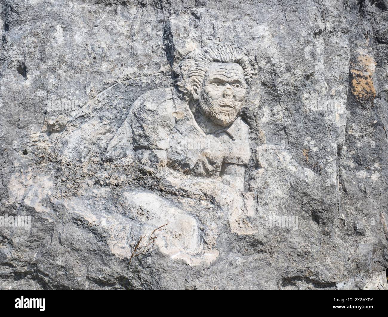 The Green Man rock carving, Tout Quarry Sculpure Park, Tout Quarry ...
