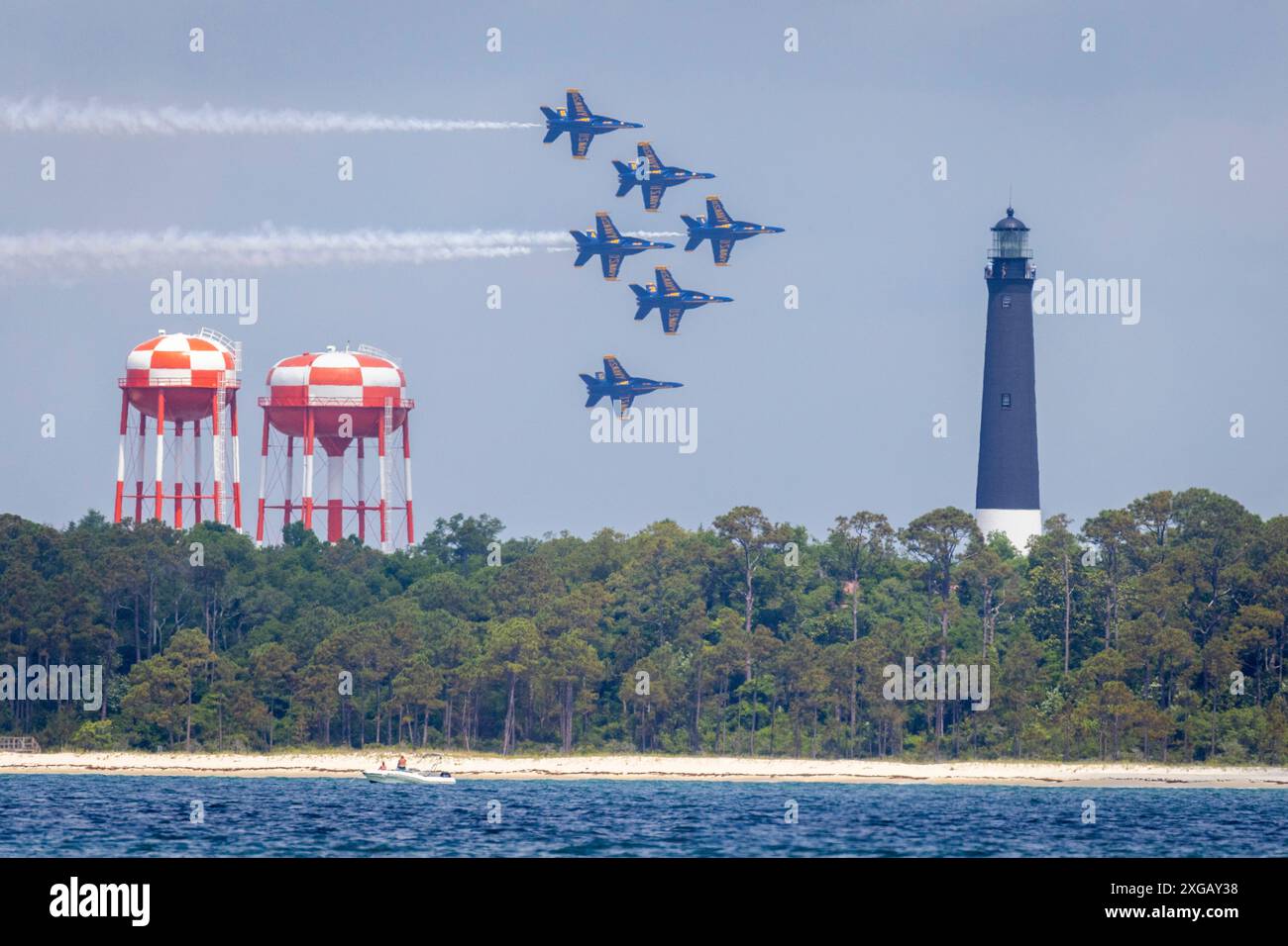 The Blue Angels perform over Pensacola airbase in Pensacola, Florida ...