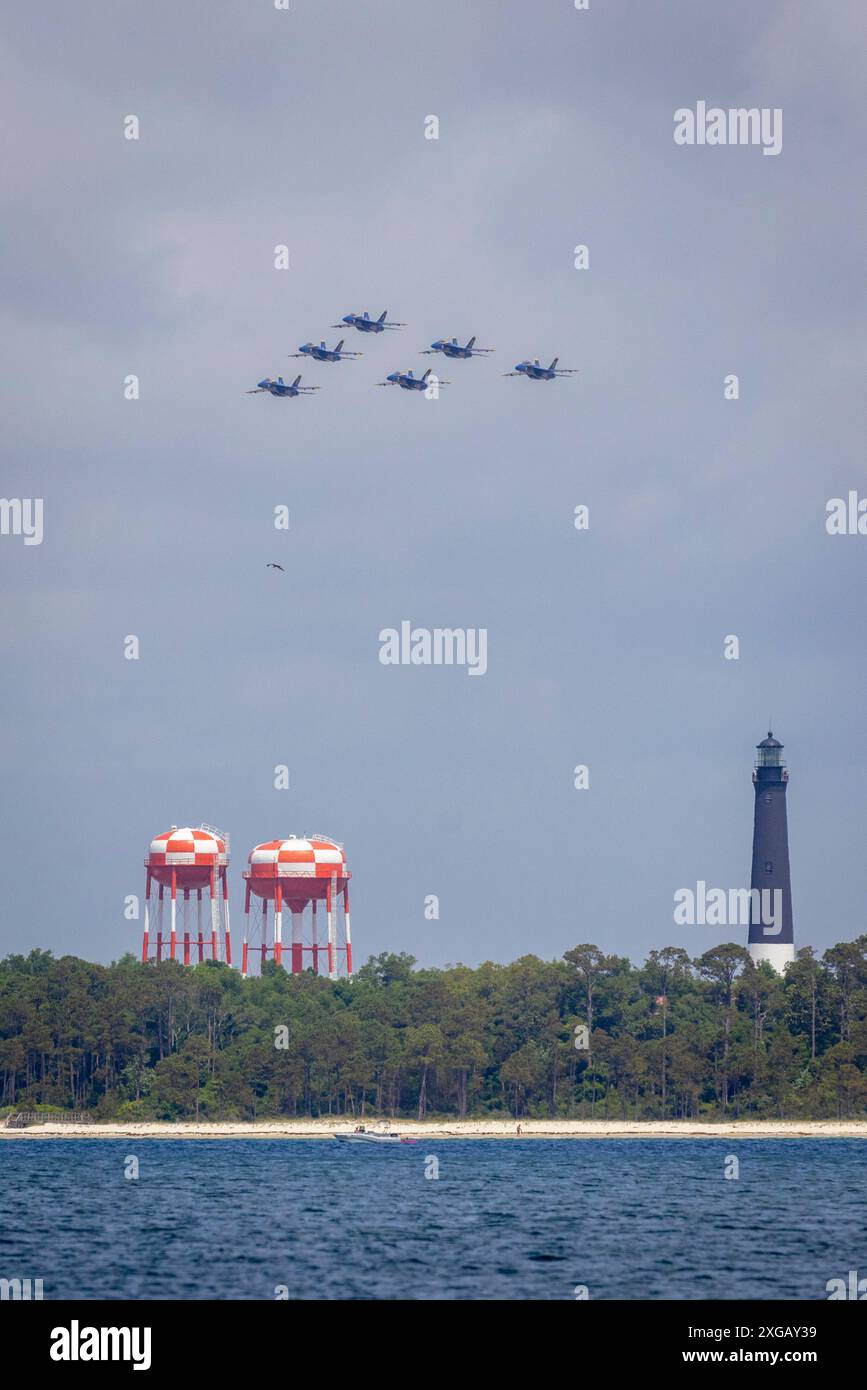 The Blue Angels perform over Pensacola airbase in Pensacola, Florida ...