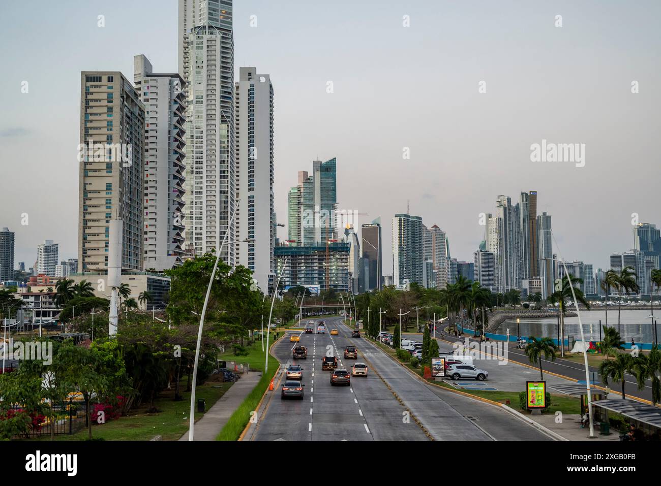 Cityscape including Balboa Avenue and Panama skyscrapers, Panama City ...