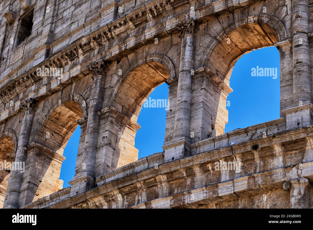 Arched windows of the Colosseum in Rome, Italy. Ancient Flavian ...
