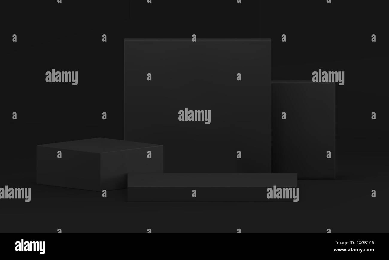 3d black showroom podium pedestal with squared wall background ...