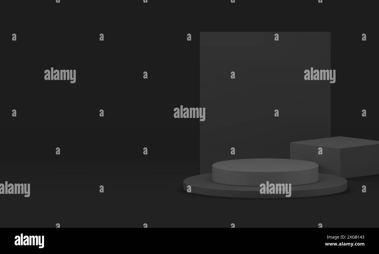 Black 3d showcase cylinder podium for fashion product show realistic ...