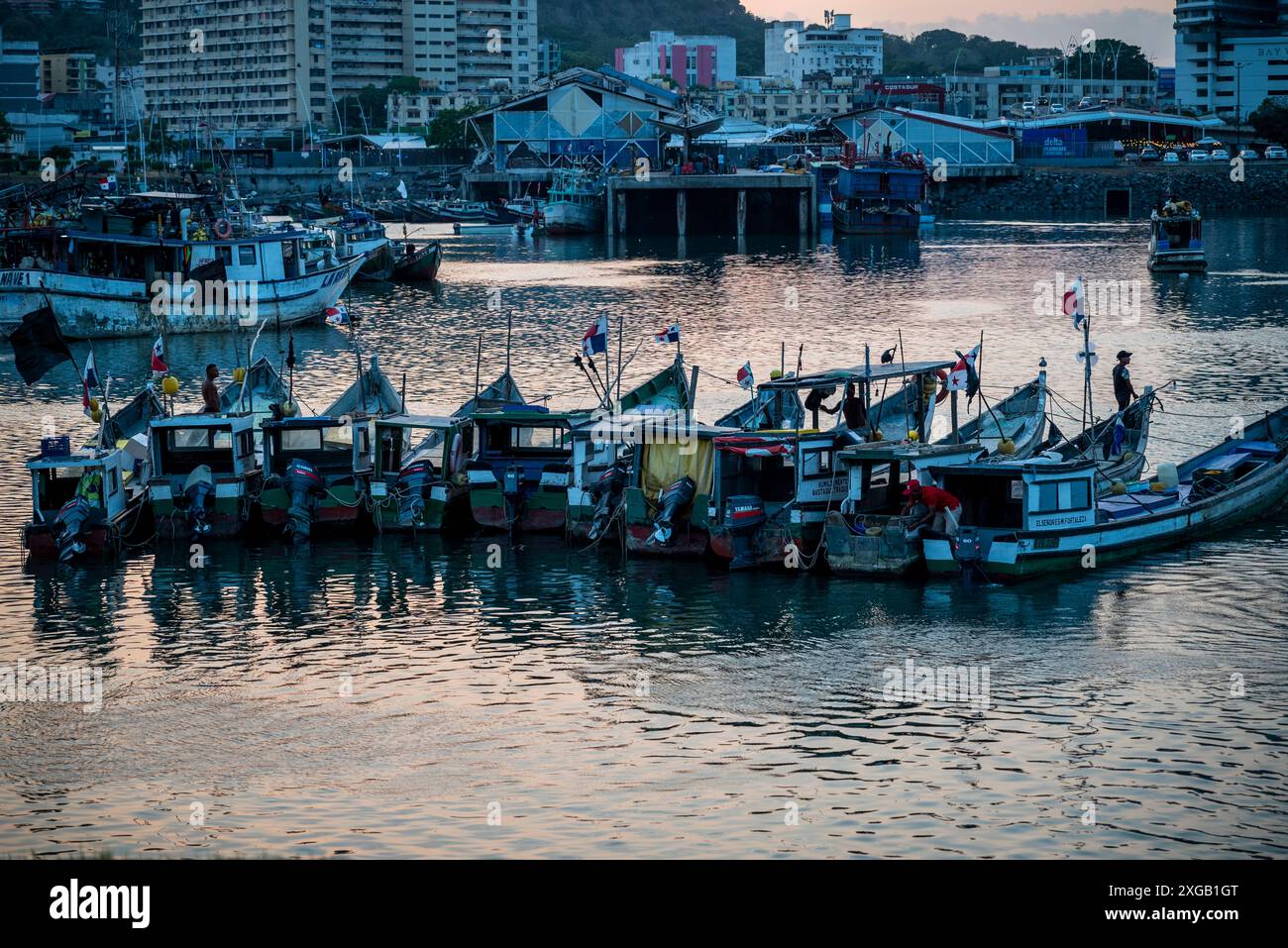 Fishing boats outside Mercado De Marisco Cinta Costera, Panama City ...