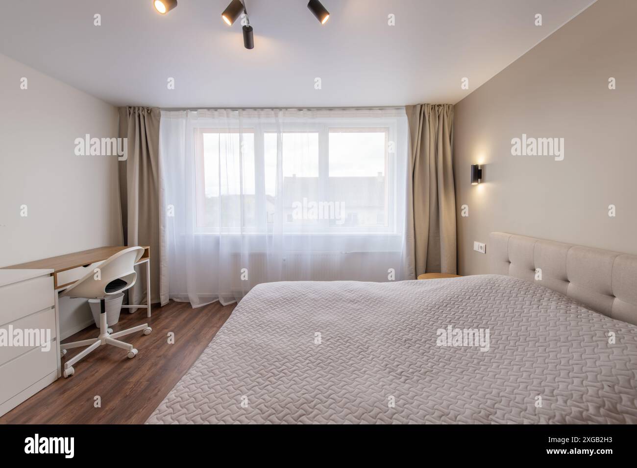 Minimalism Young Adult Living Room Interior. Bed and Coffee Table. Gray ...