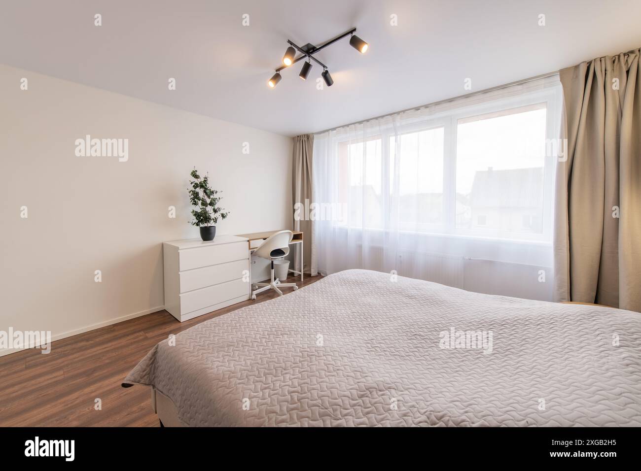 Minimalism Young Adult Living Room Interior. Bed and Coffee Table. Gray ...