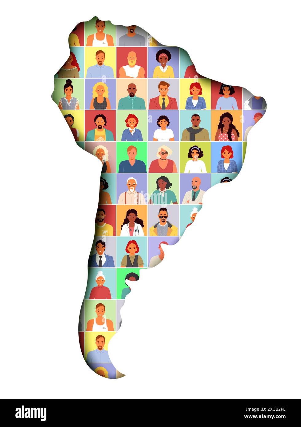 Countries of latin america map with people diversity pattern Stock ...