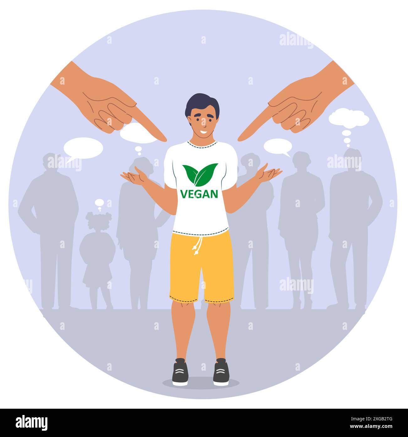 Vegan social pressure and discrimination vector illustration Stock ...