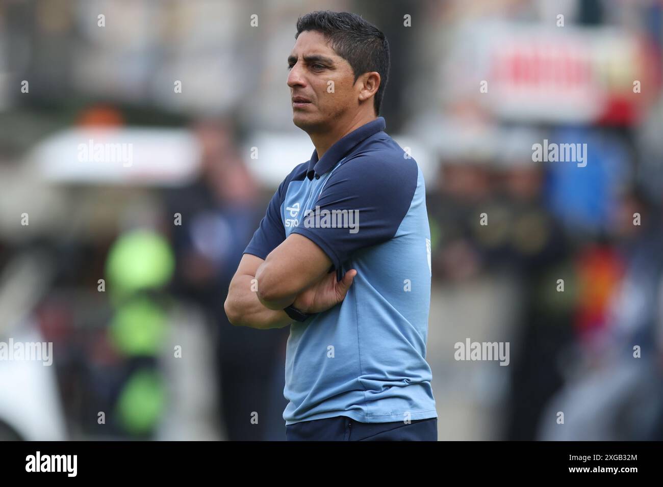 Lima, Peru. 07th July, 2024. Guillermo Salas coach of Universidad Cesar ...