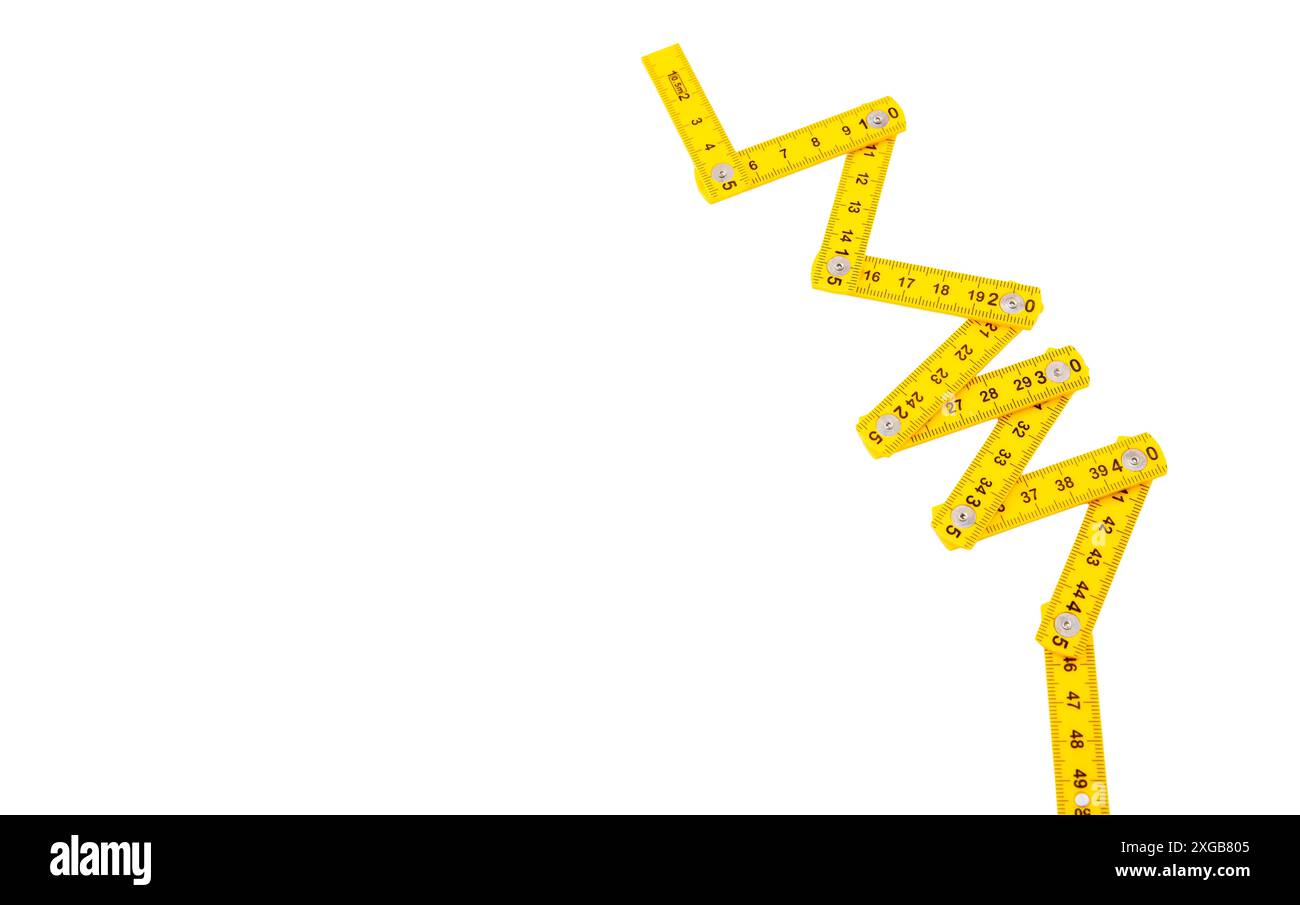 Yellow measure ruler isolated on white, transparent, Construction tool ...