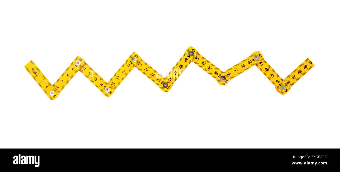 Yellow measure ruler isolated on white, transparent, Construction tool ...