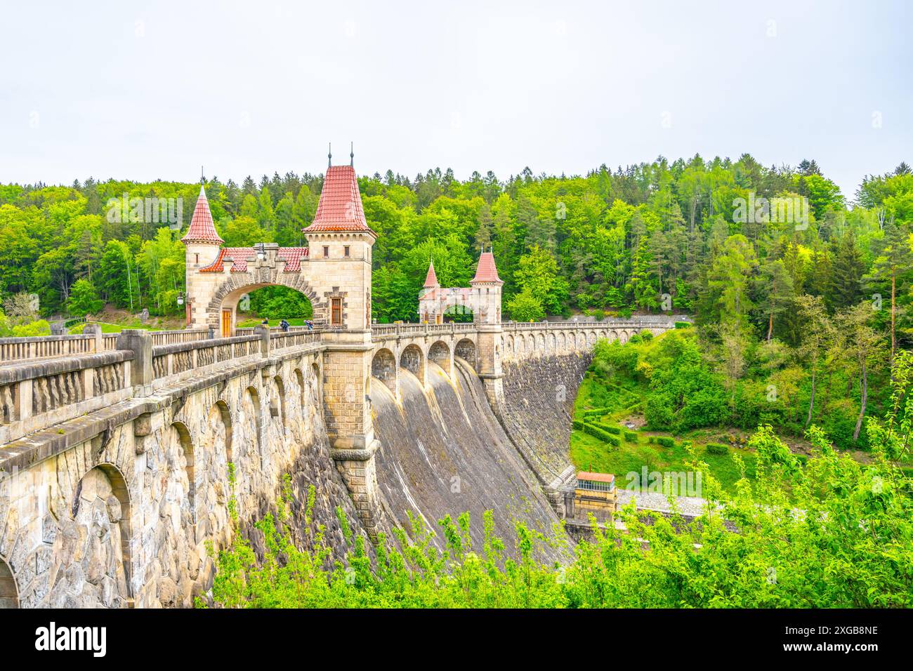 A view of the Les Kralovstvi Dam in Czechia, featuring the dams unique ...