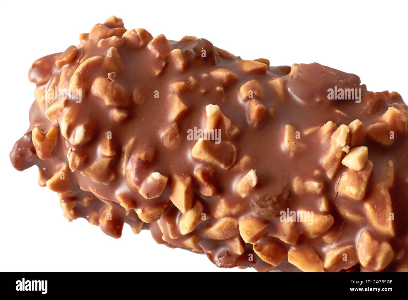 Fragment of a sweet chocolate bar isolated on a white background Stock ...