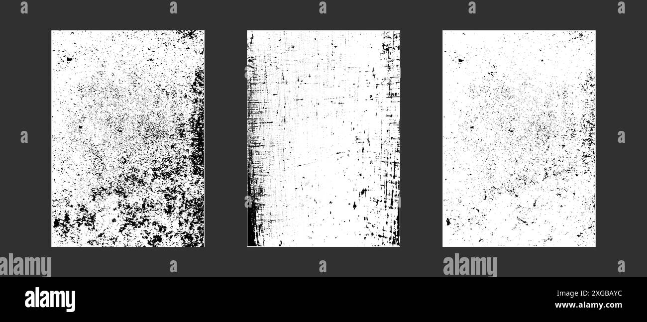 Set of old shabby vertical backgrounds. Black and white grunge for a ...