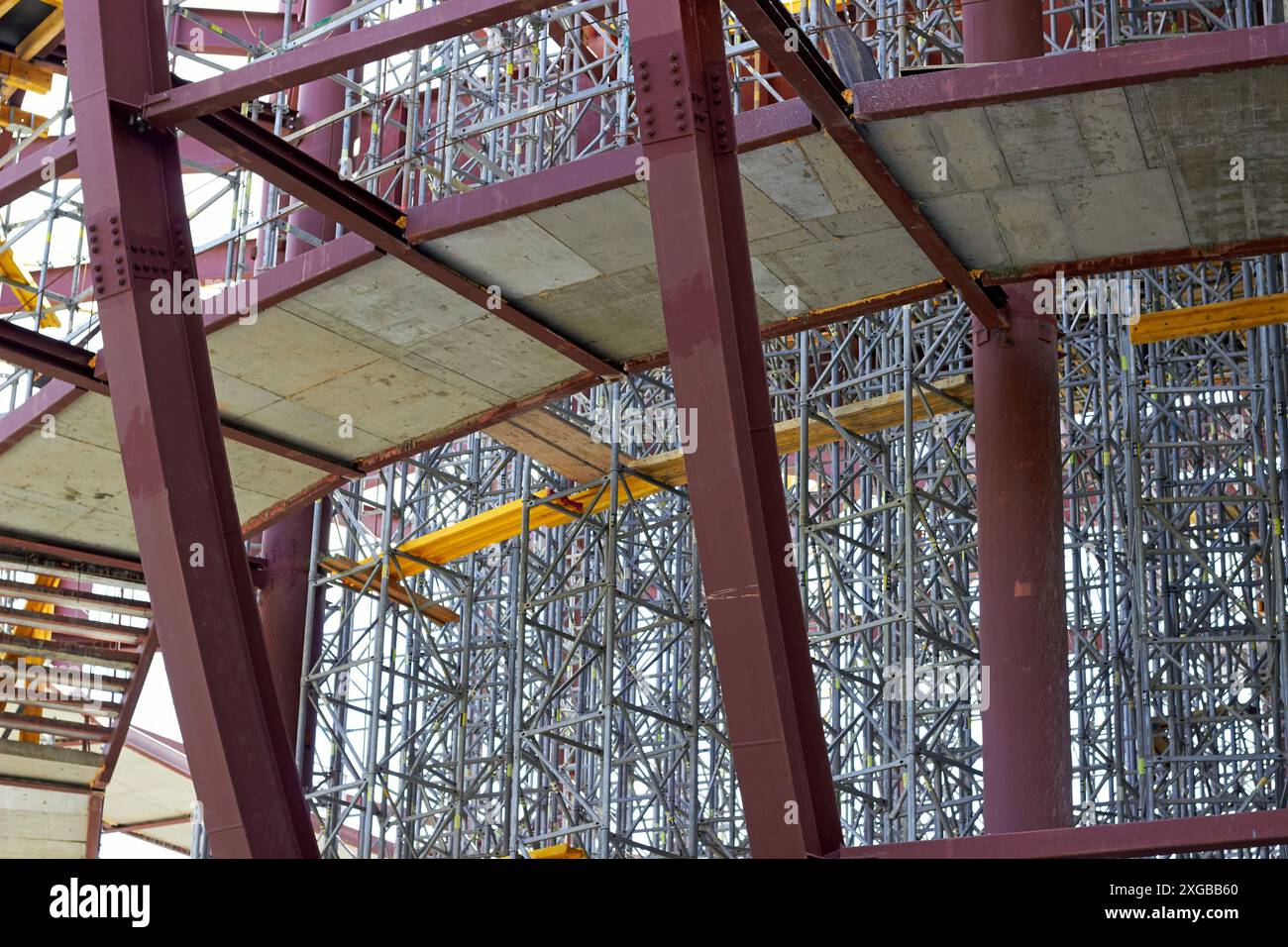 Scaffolding on the construction site of an engineering structure Stock ...
